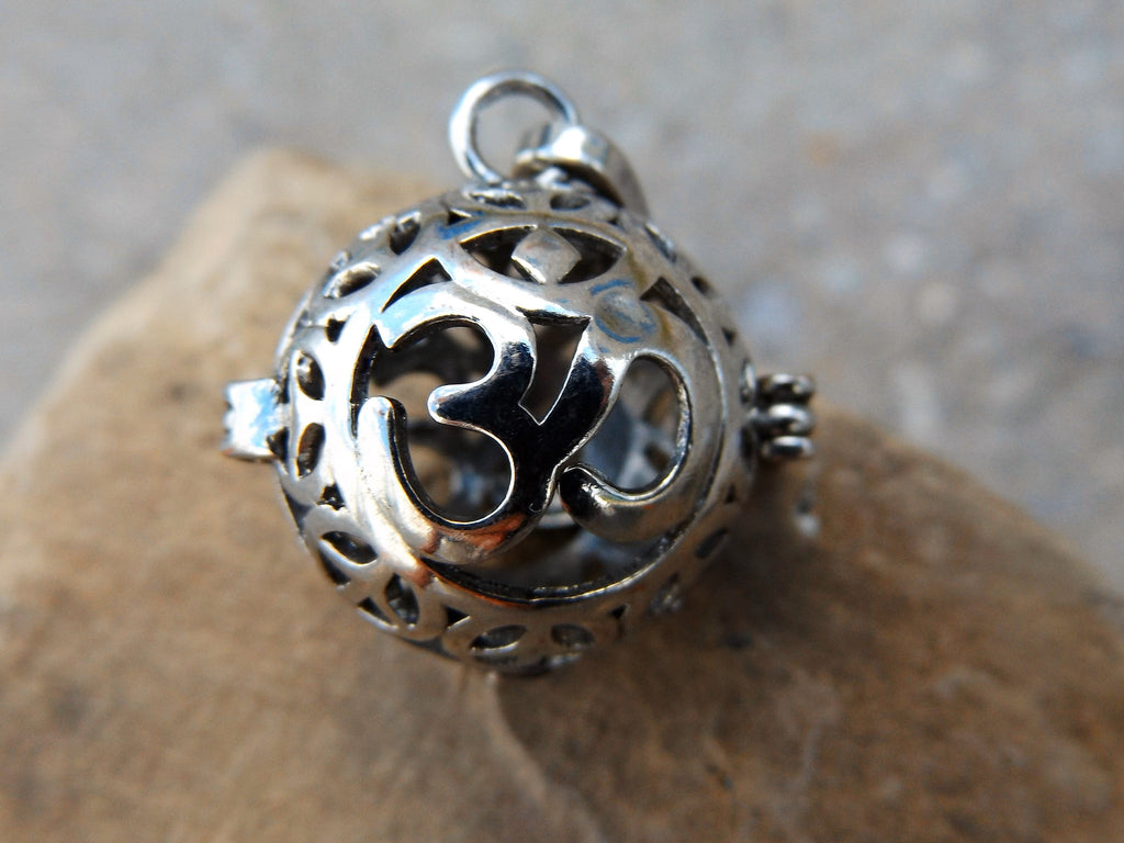 Brass Ball Cage/ Prayer Box. (Ohm Sign). *sold individually – Mhai O' Mhai
