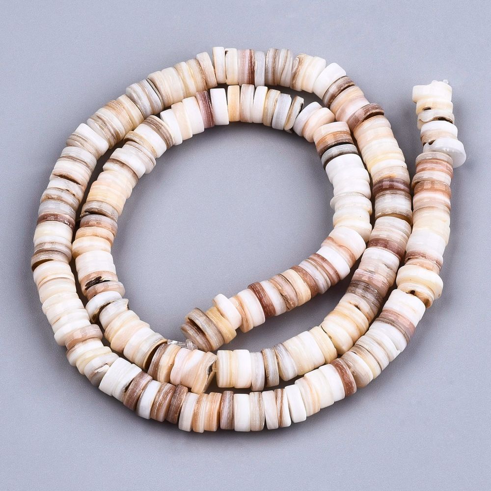 Natural Freshwater Shell Beads Strands, Heishi Beads, Flat Round/Disc ...